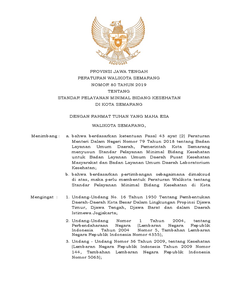 PerWal Kota Semarang No. 80 Tahun 2019 | PDF