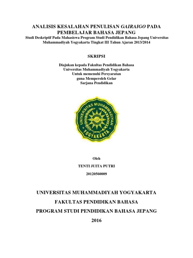 Analisis Kesalahan Penulisan Gairaigo Pada Pembelajar Bahasa Jepang | PDF | Karier & Perkembangan