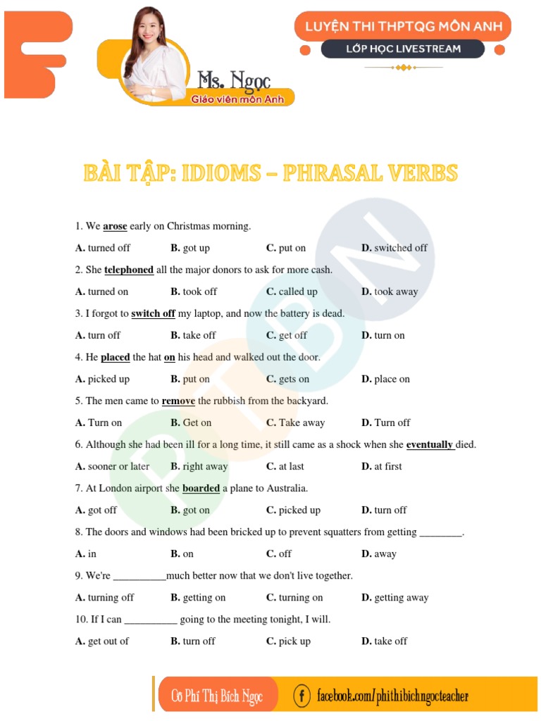 English Phrasal Verbs Quiz Answers | PDF