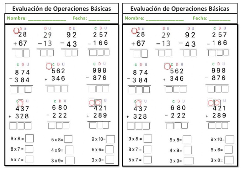 Evaluacion de Sumas y Restas | PDF