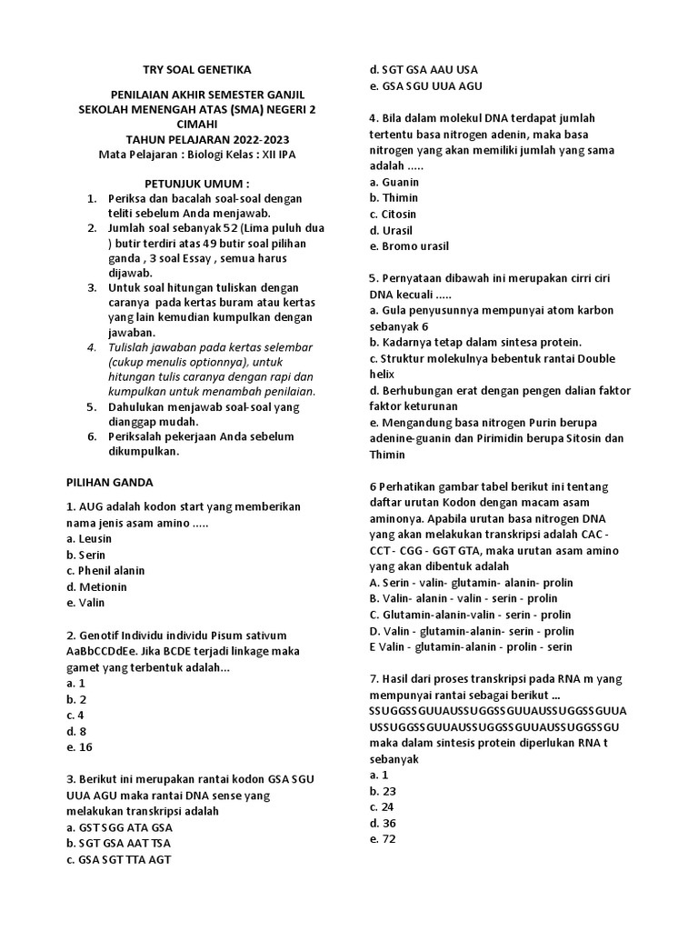 Try Soal Genetika-1 | PDF