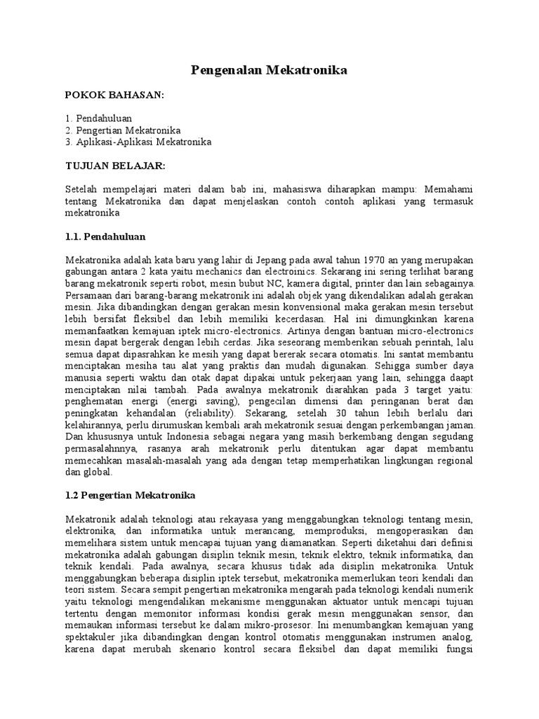 Pengenalan Mekatronika | PDF