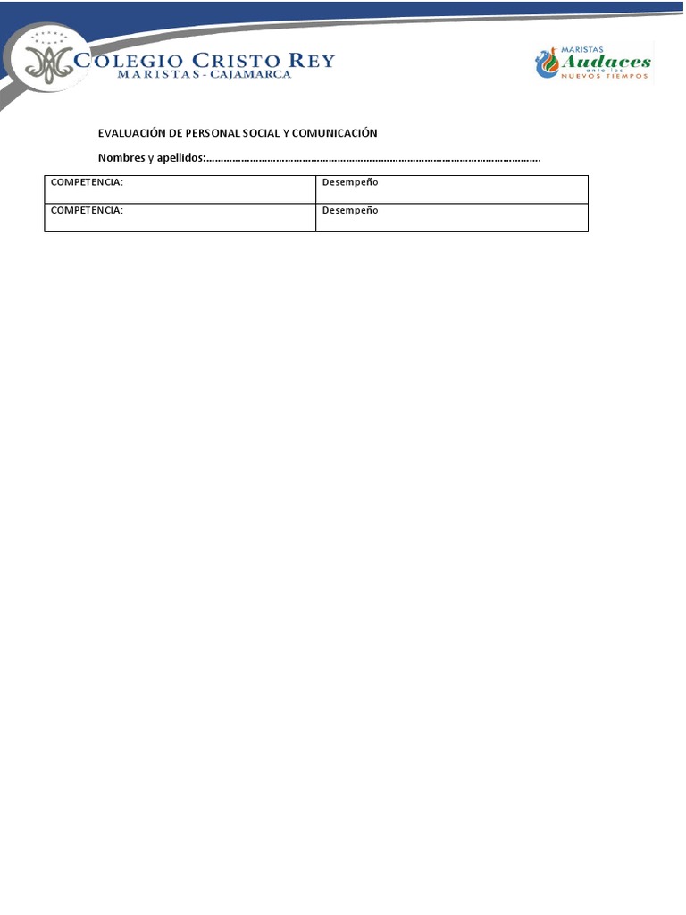 Logo para Evaluación de Personal Social y Comunicación | PDF
