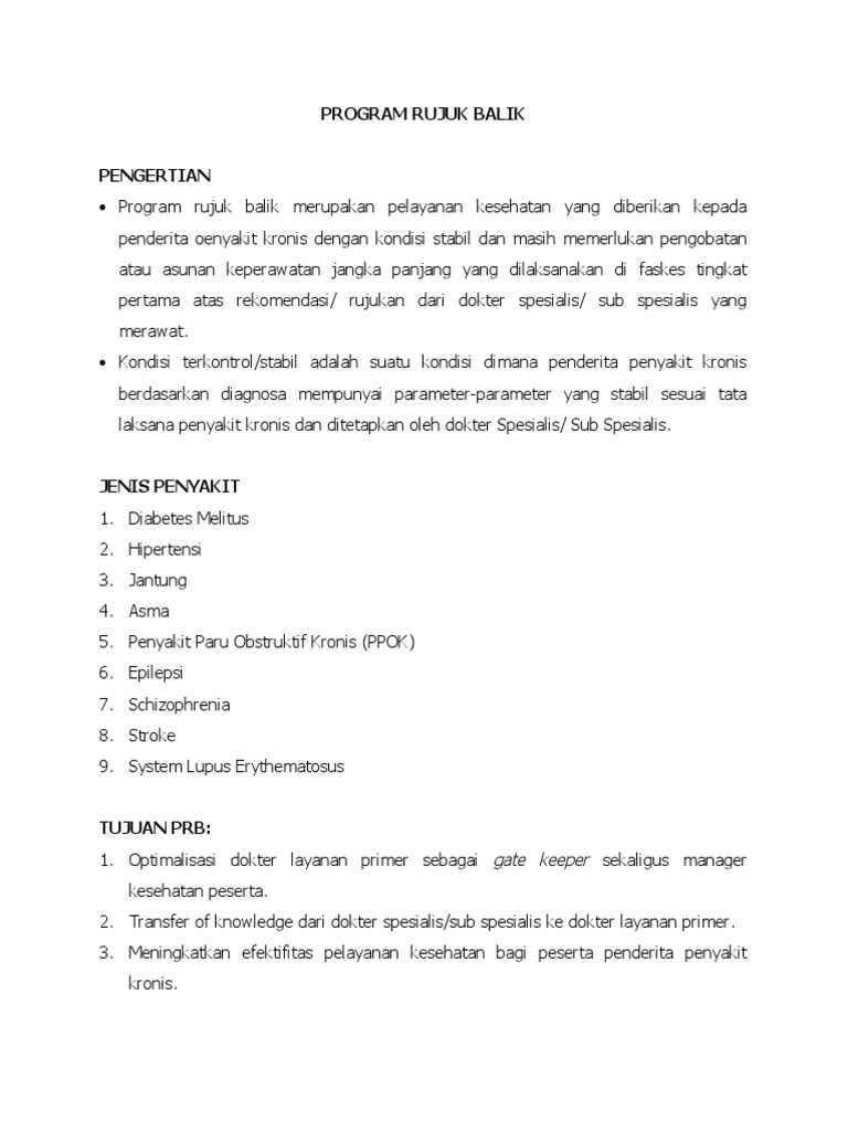 Program Rujuk Balik | PDF