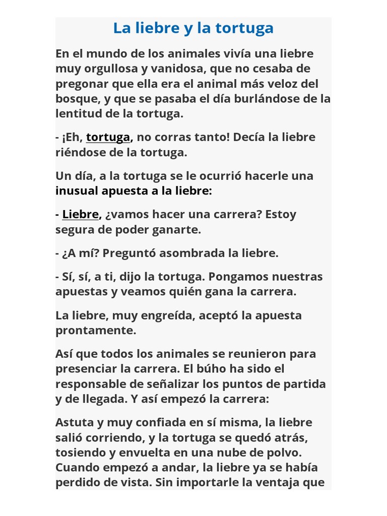 La Liebre y La Tortuga | PDF