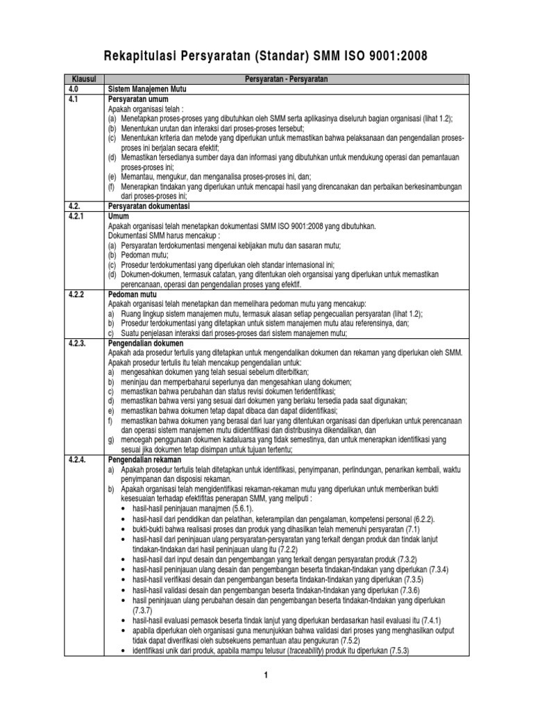 Klausul ISO 9001 2008 | PDF