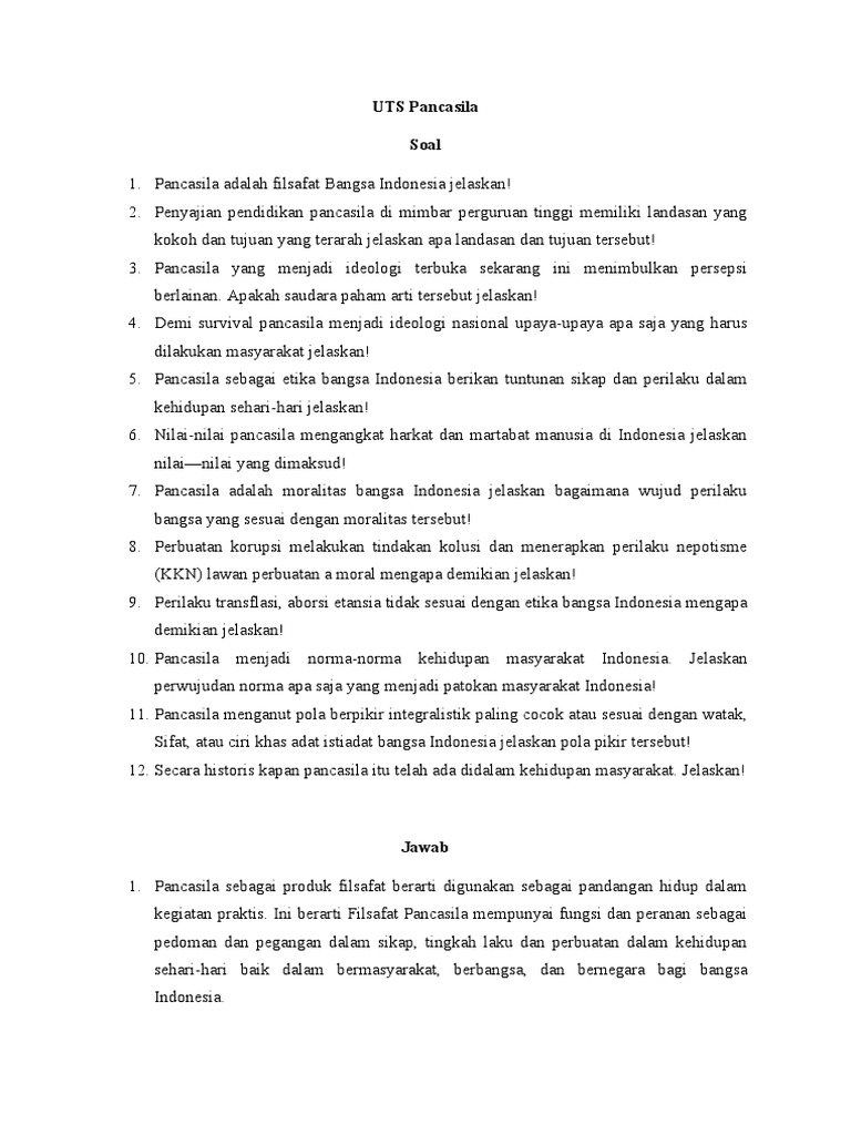 UTS Pancasila | PDF