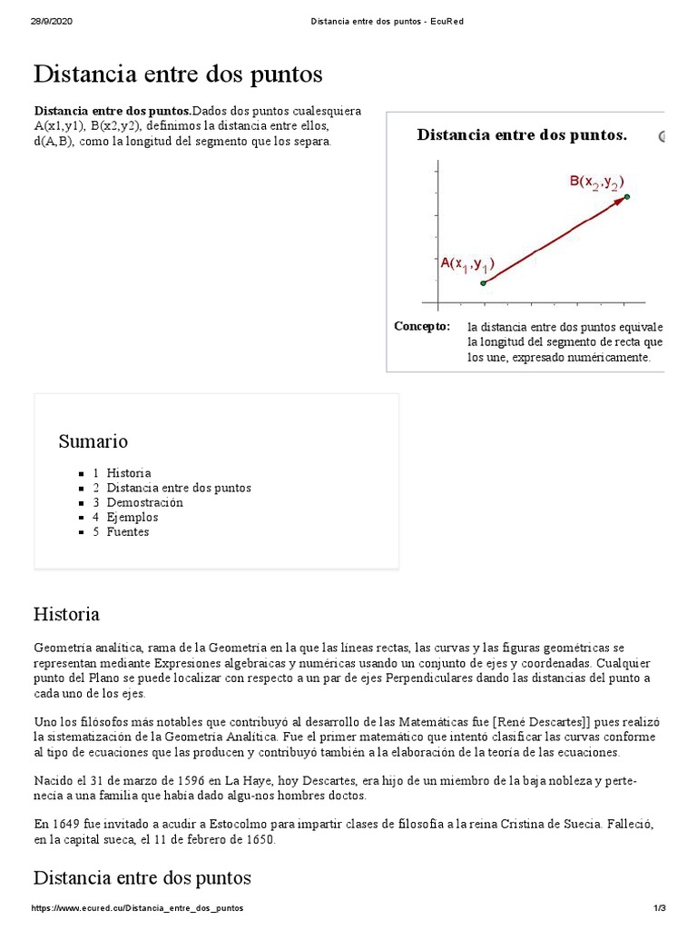 Cálculo de distancia en el plano cartesiano | PDF | Sistema de ...