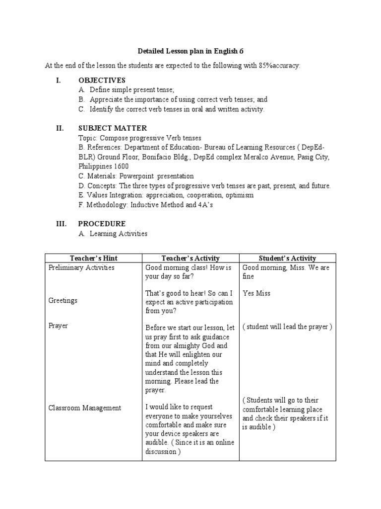 Lesson Plan | PDF | Grammatical Tense | Verb