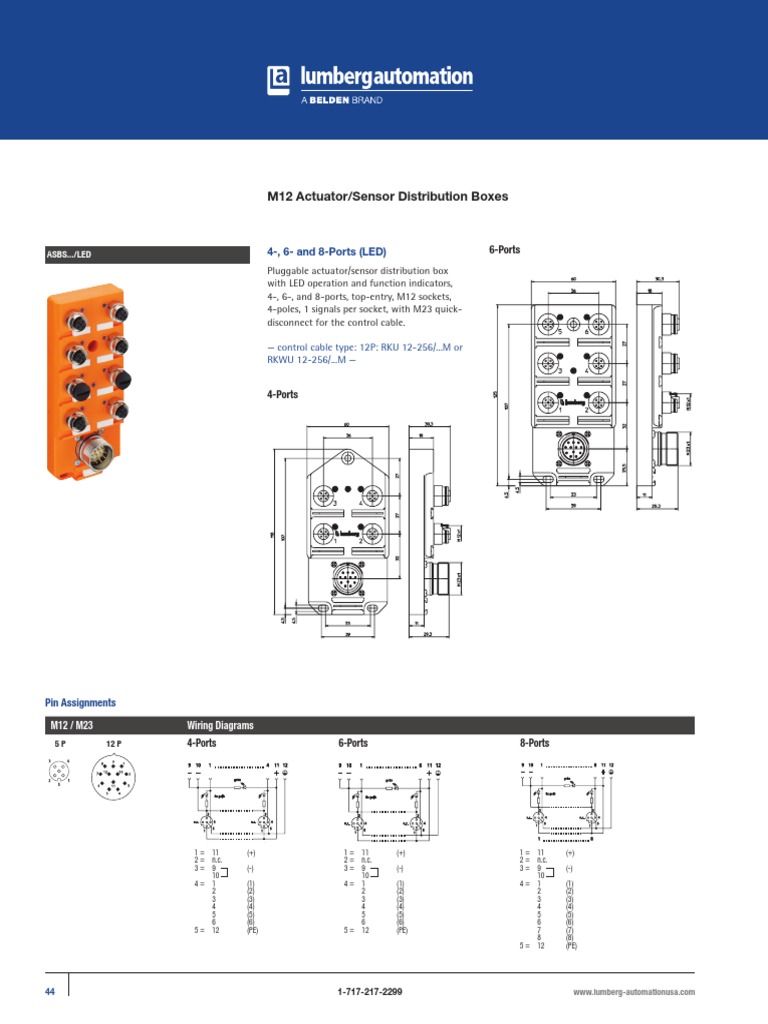 M12 Actuator/Sensor Distribution Boxes: 6-Ports | PDF | Electrical ...