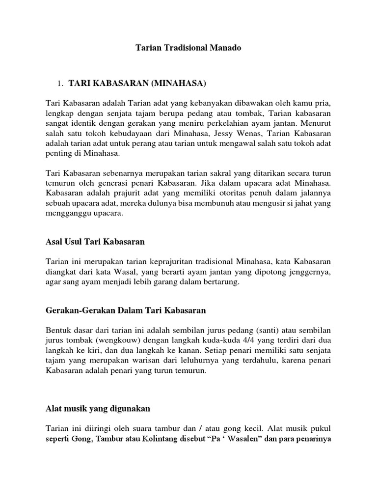 Tarian Tradisional Manado | PDF