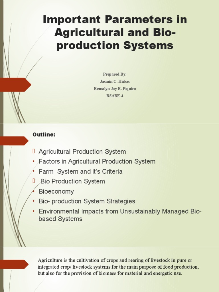Agricultural and Bio-Production System - Hubac and Piquiro - 2 | PDF