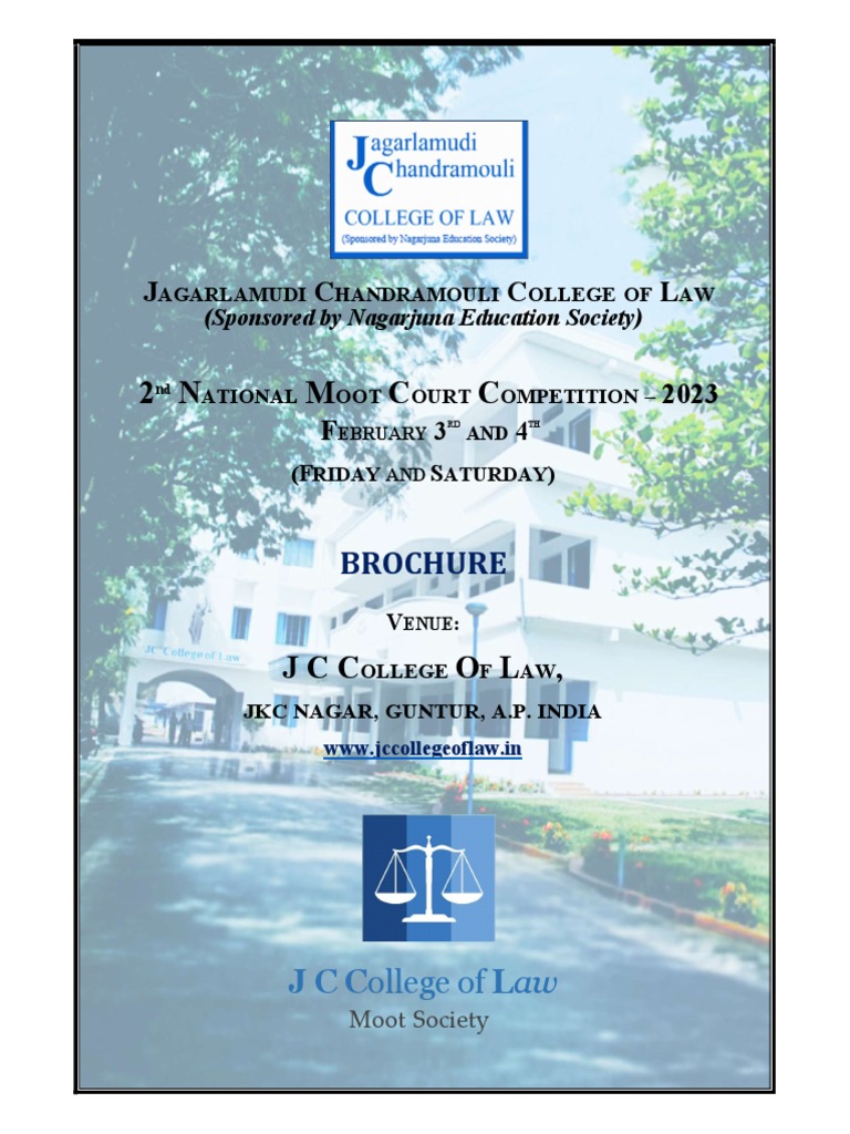 2nd National Moot Court Competition Brochure: Jagarlamudi Chandramohli ...