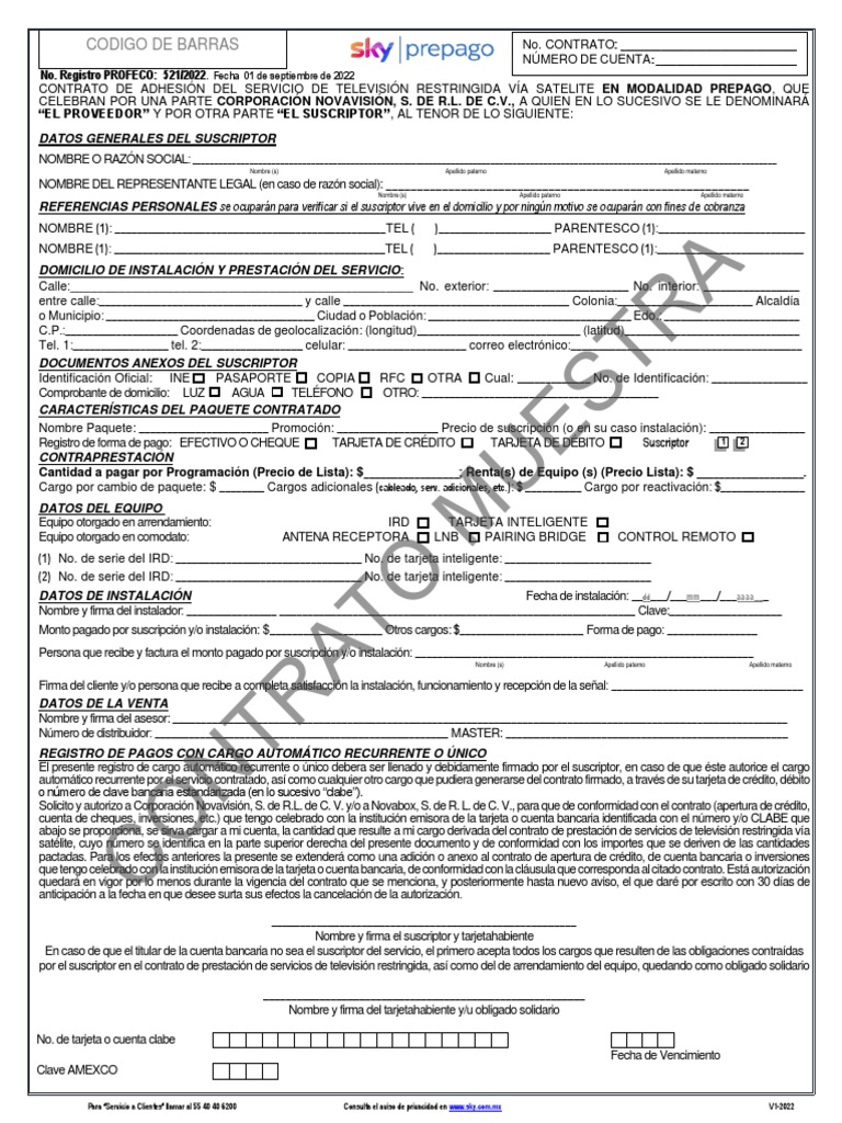 Contrato Sky Prep | PDF | Bancos | Tarjeta de crédito