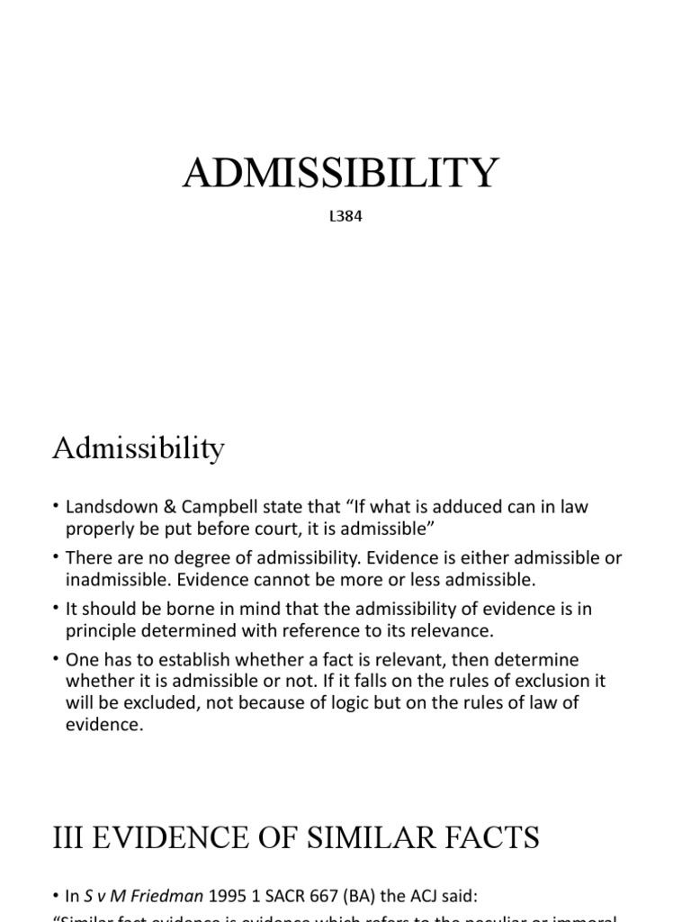 Admissibility of Similar Facts Evidence | PDF | Relevance (Law ...
