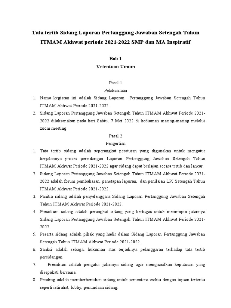 Tata Tertib Sidang LPJ 2022 | PDF | Karier & Perkembangan