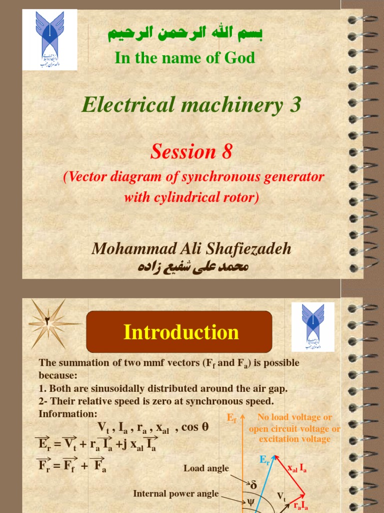 8- Vector Diagram of Synchronous Generator With Cylindrical Rotor ...