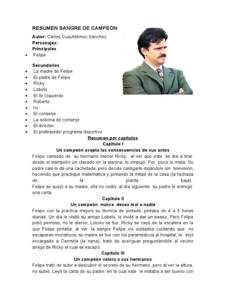 Resumen Sangre de Campeón | PDF