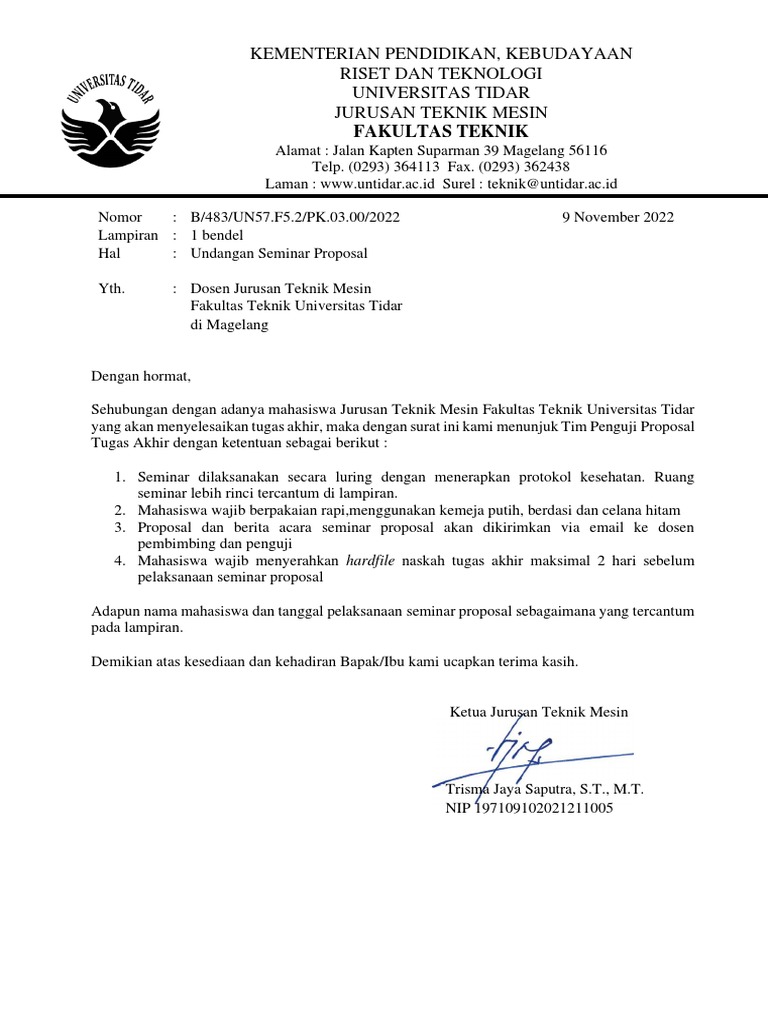 Undangan Sempro d3 Non Migrasi November | PDF