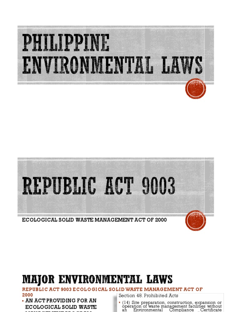 Philippine Environmental Laws | PDF | Sewage Treatment | Waste Management