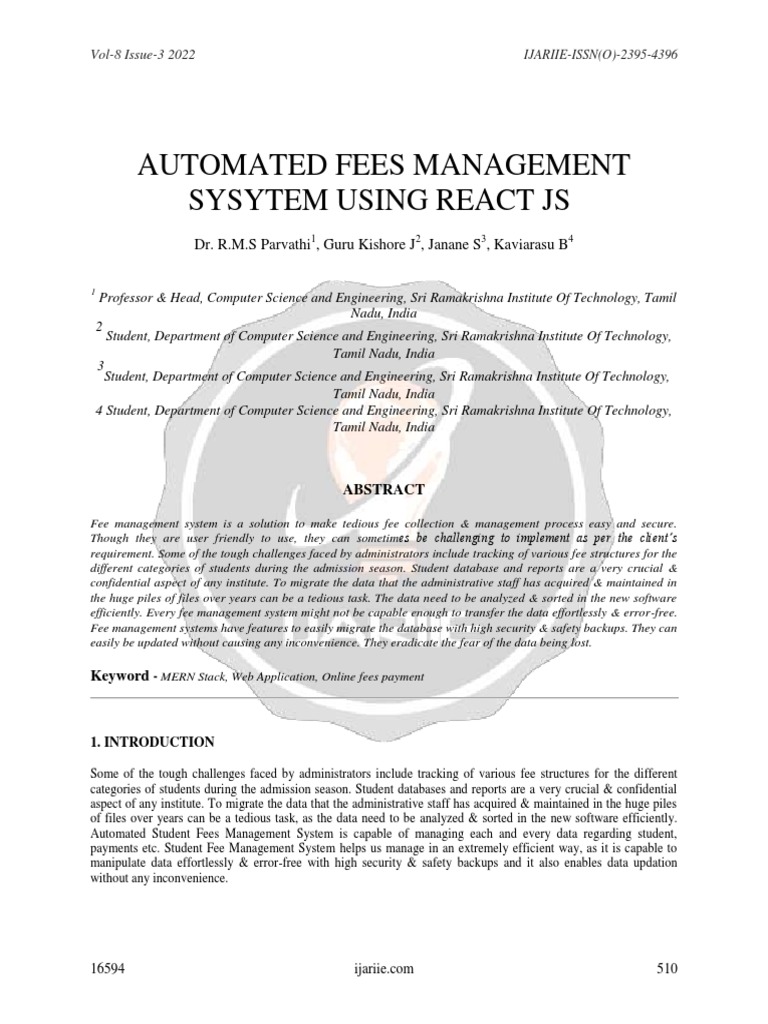 Automated Fees Management with React JS | PDF | Business | Technology ...