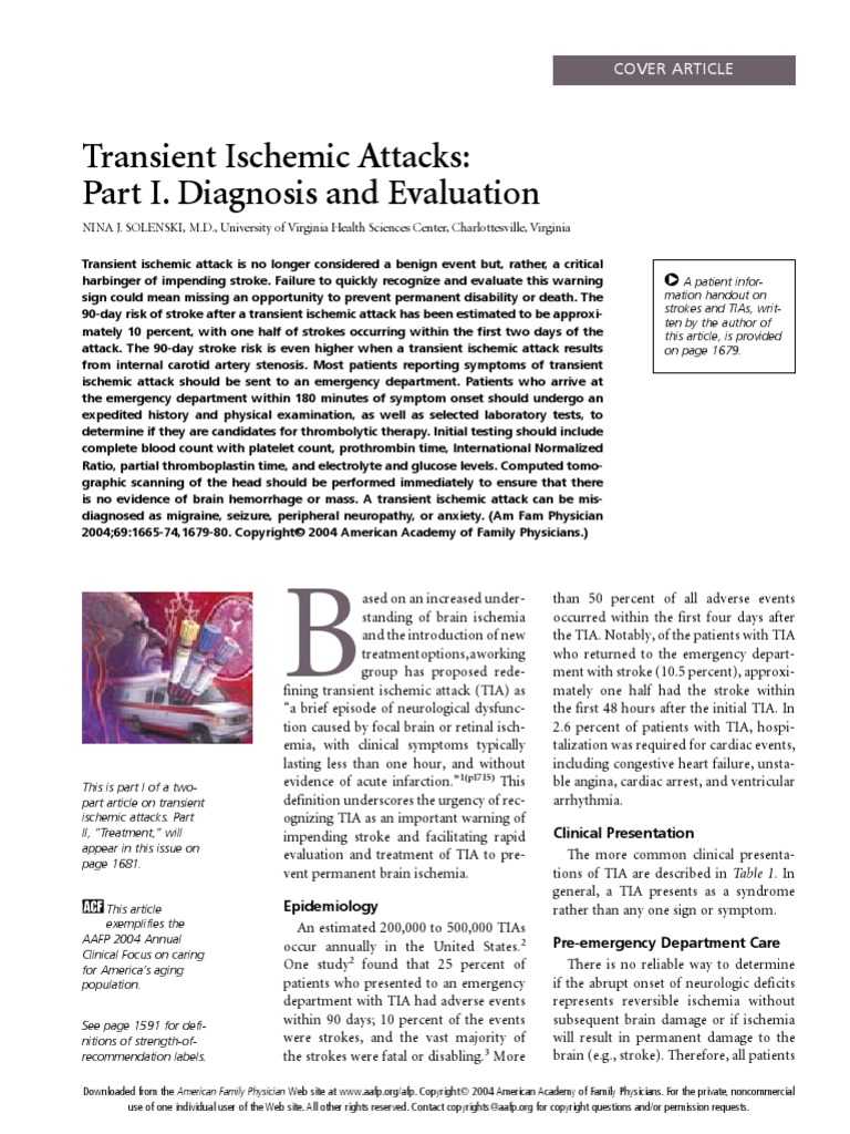 Transient Ischemic Attacks | PDF | Stroke | Angiography