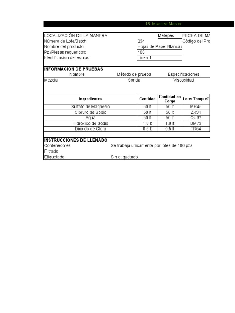 Registro Muestra Master 1 | PDF