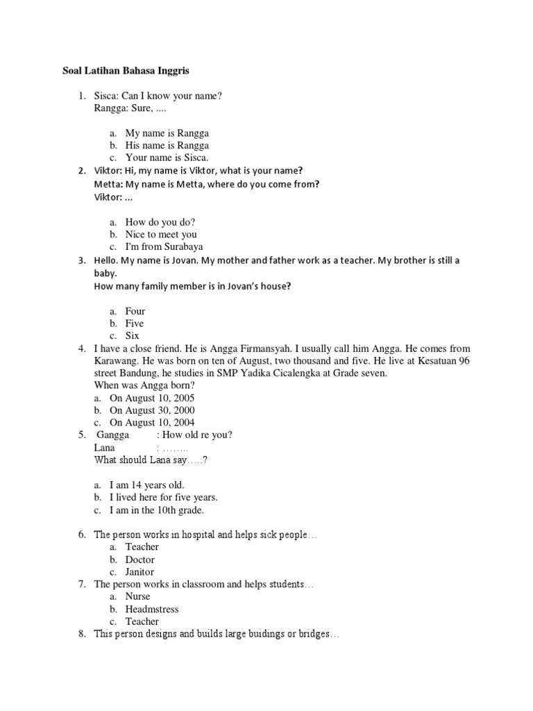 Soal Latihan Bahasa Inggri1s Pdf Cooking Food And Drink