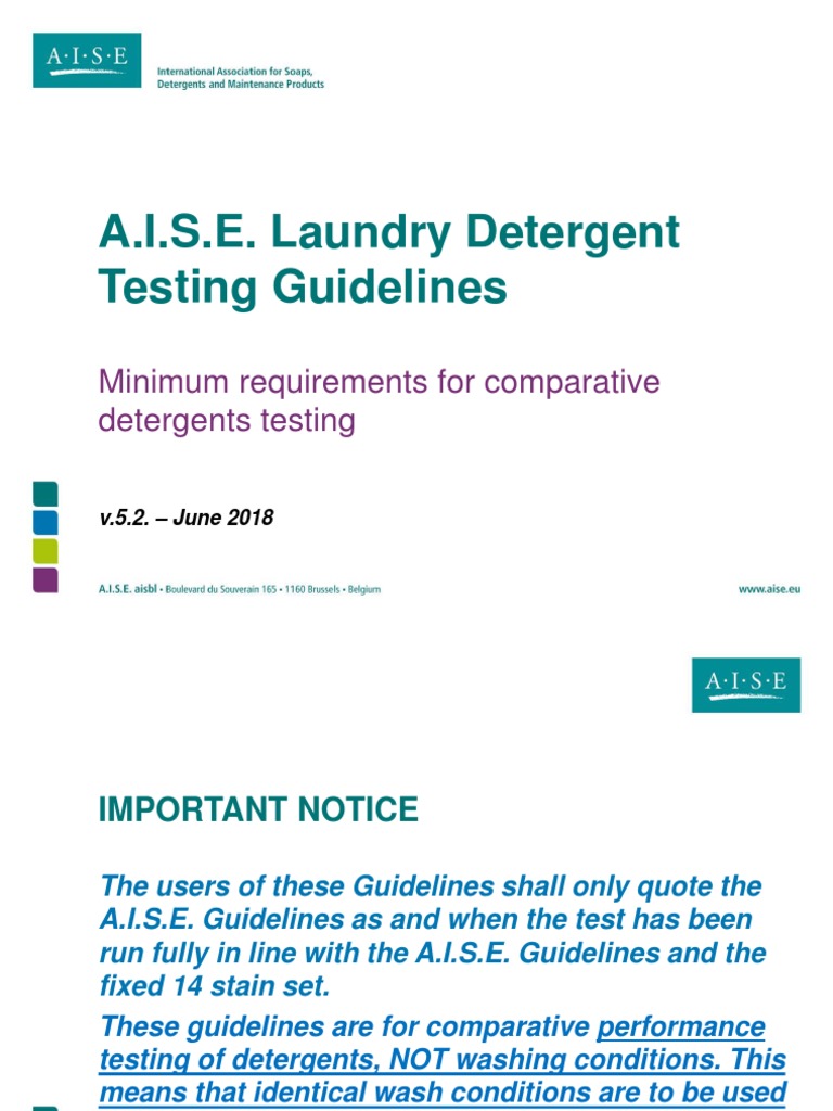 A.I.S.E. Guidelines for Detergent Testing | PDF | Dye | Laundry