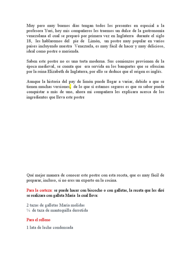 Pie de Limon | PDF | Postres | Merengue