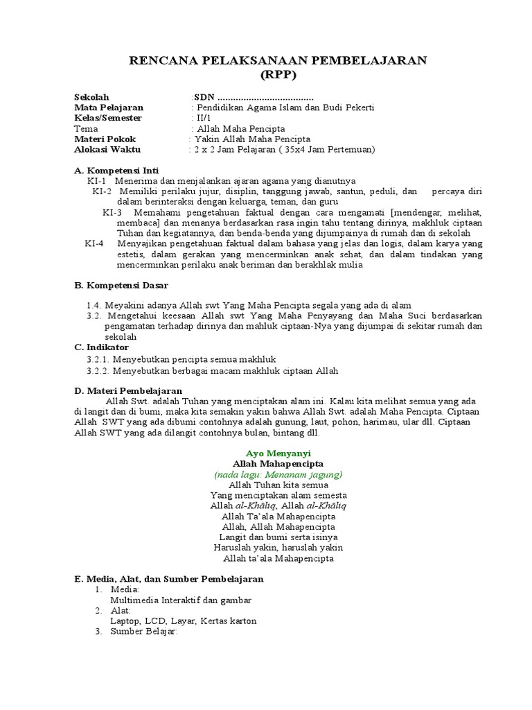 Pembelajaran 3 Tema Allah Maha Pencipta | PDF