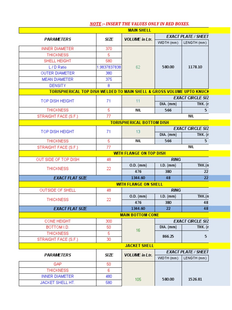 Weight Calculation For Vessel | PDF