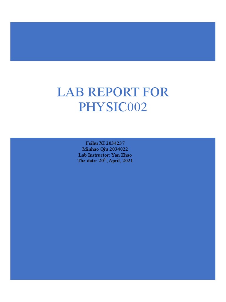 Lab Report For Physic002 | PDF | Rotation Around A Fixed Axis | Metrology