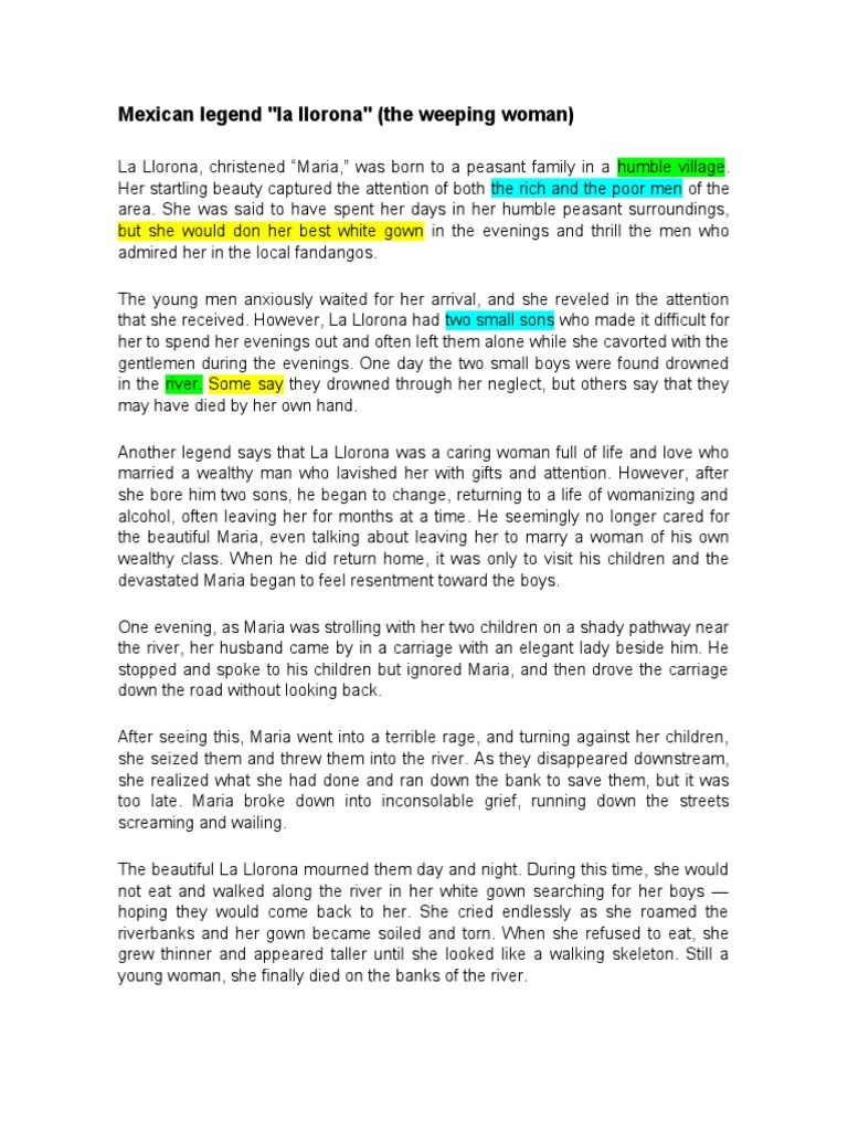 Mexican Legend ''La Llorona'' (The Weeping Woman) | PDF