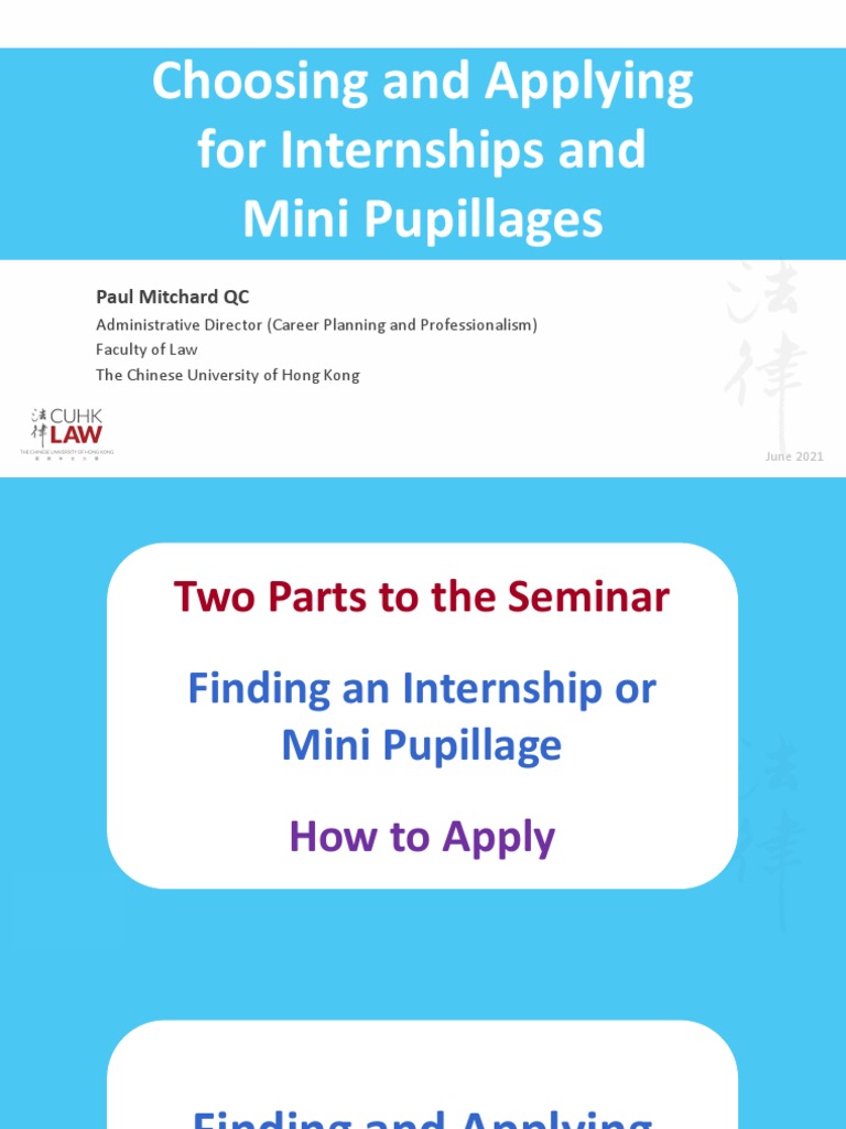 Internships and Mini Pupillages Guide | PDF | Practice Of Law