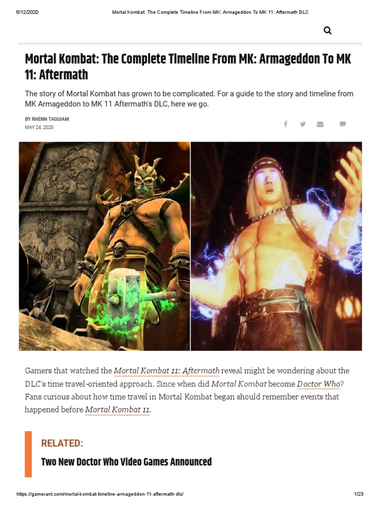 Timeline From MK - Armageddon To MK 11 - Aftermath DLC | PDF ...
