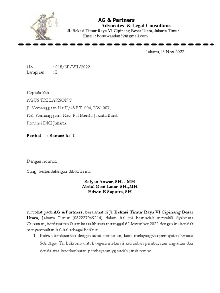 Somasi II PT PILAR 1 | PDF