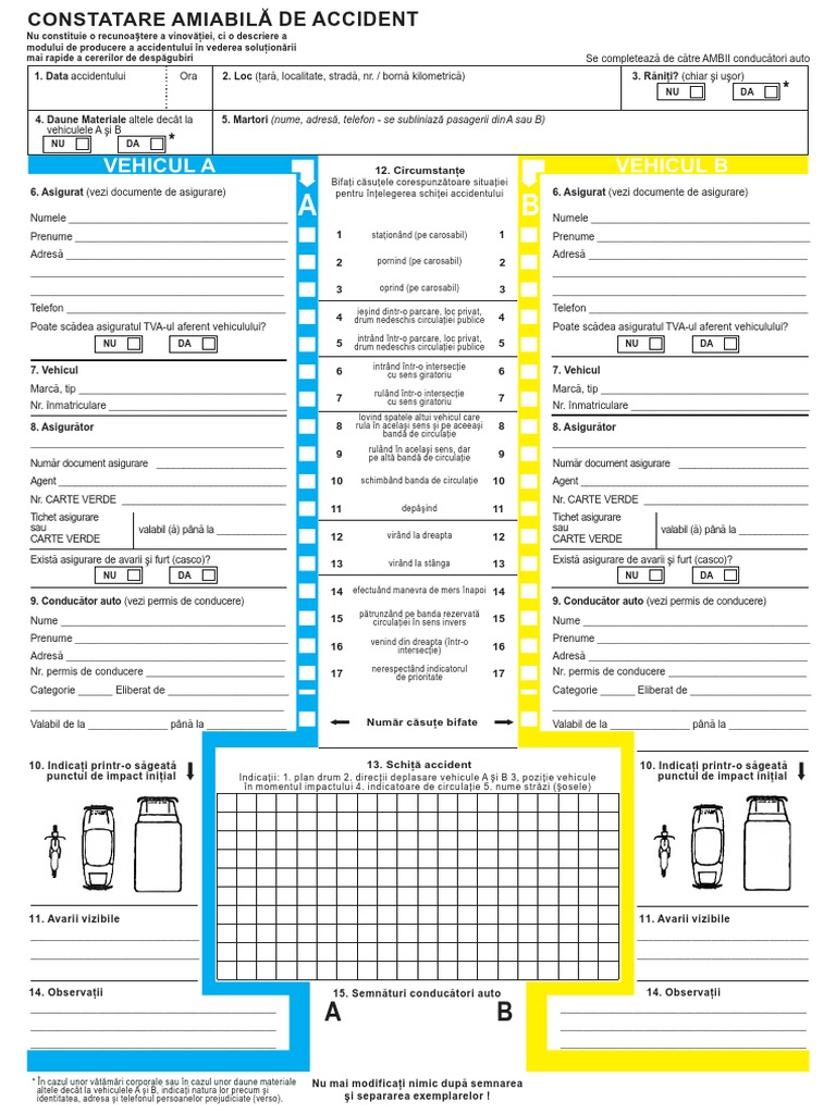 Constatare Amiabila de Accident | PDF