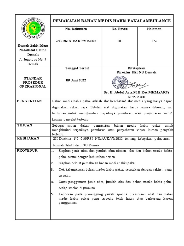 Spo Pembersihan Ambulance | PDF | Kesehatan Holistik | Sains & Matematika