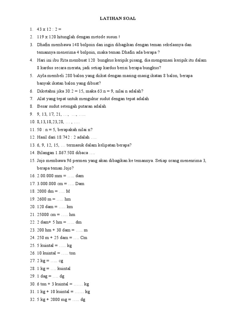 Latihan Soal Kelas 4 Pdf