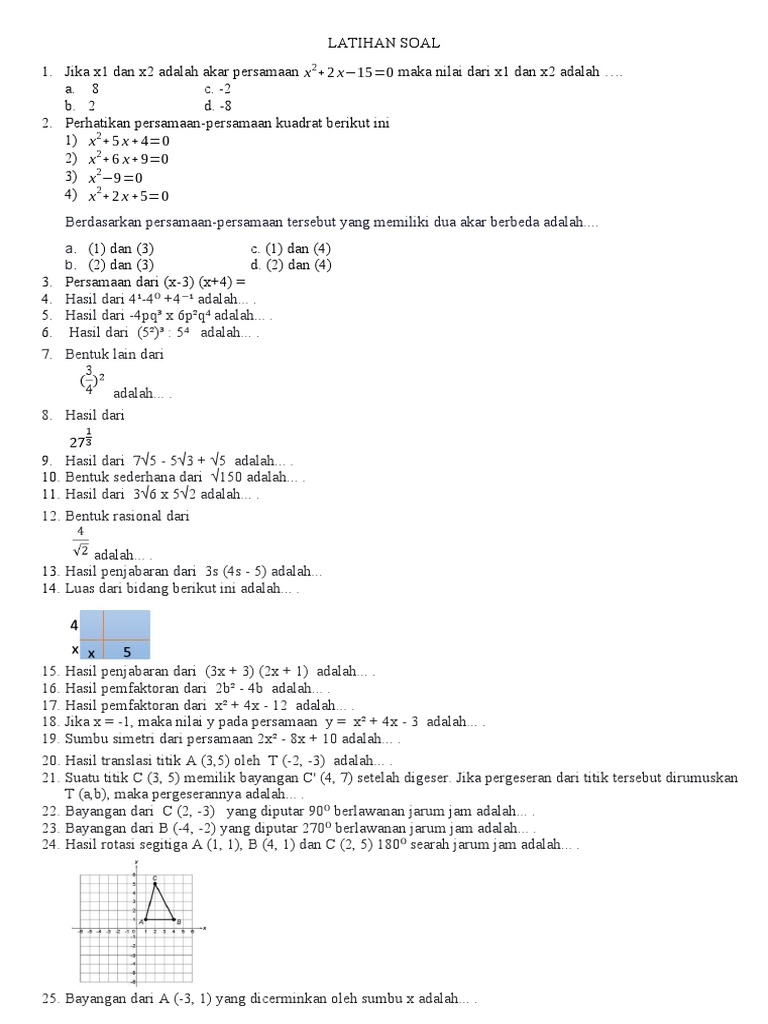 Latihan Soal MTK Kelas 9 | PDF | Metode & Bahan Ajar | Sains & Matematika