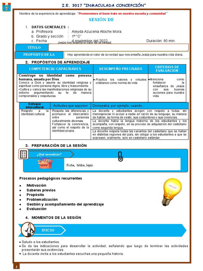 Viernes 4 - 11-22 Sesion de Religion .Ale | PDF | Maestros | Aprendizaje