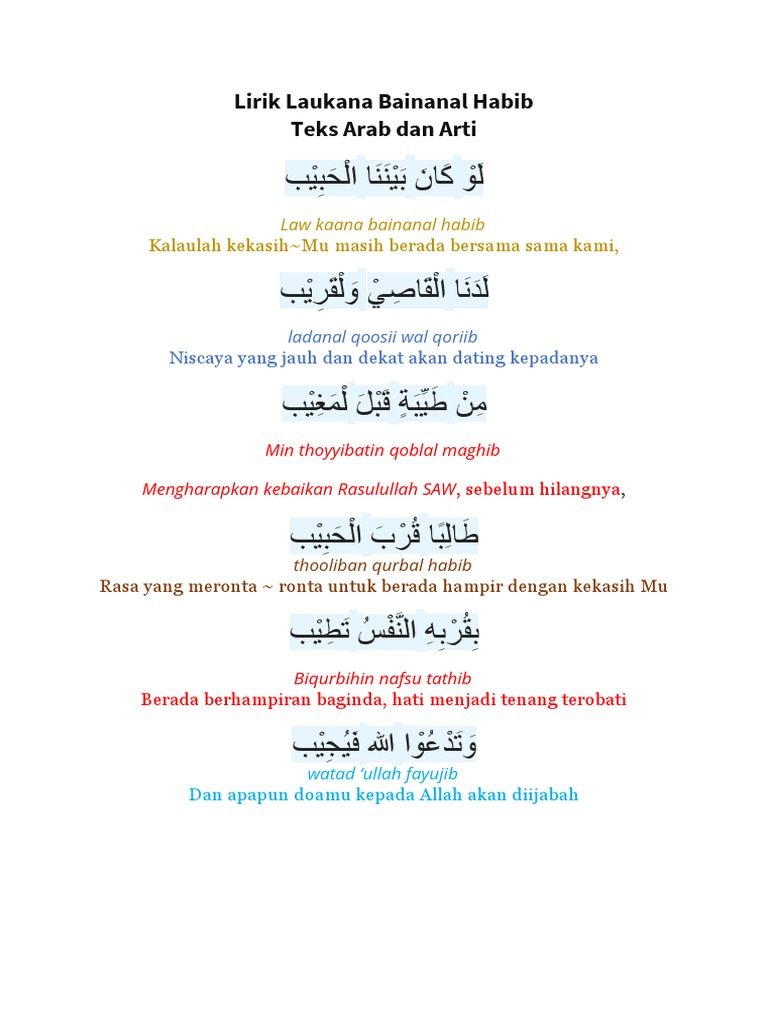 LAGU Lirik Laukana Bainanal Habib | PDF