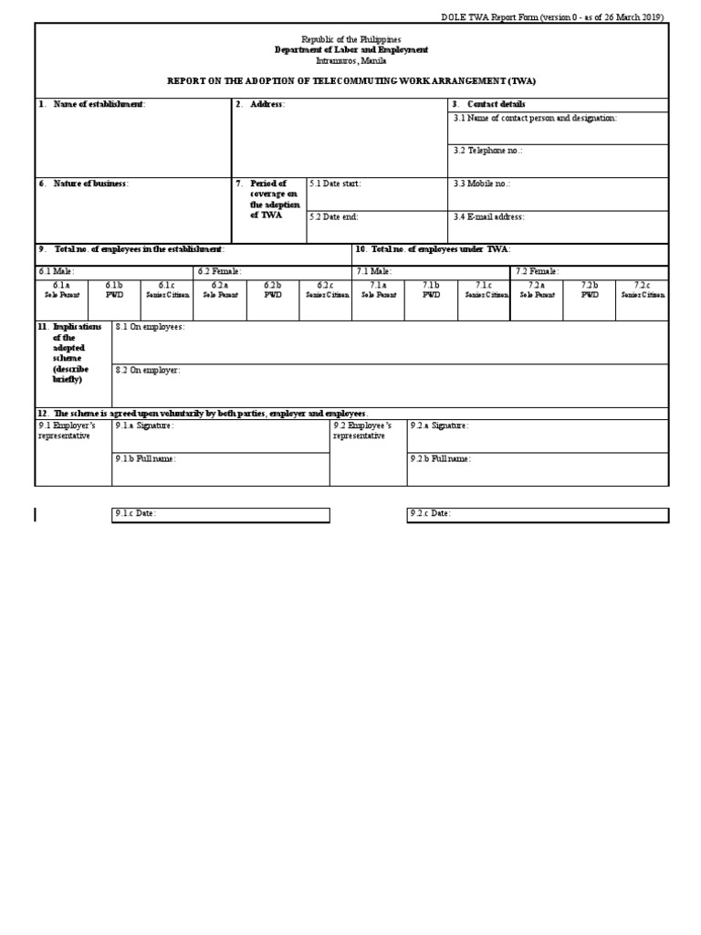 TelecommutingReportForm (DOLE) | PDF