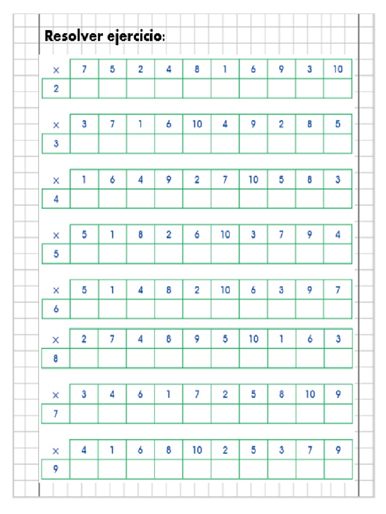 Ejercicio de Tablas Mate | PDF