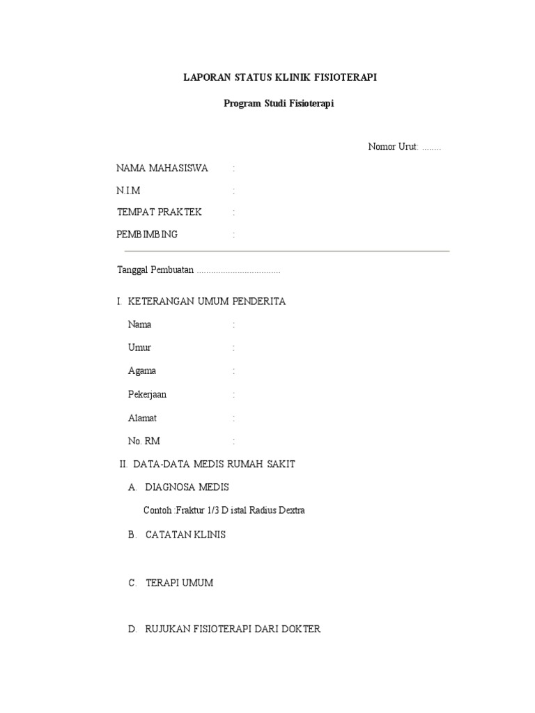 Blanko Kosong Status Klinis | PDF