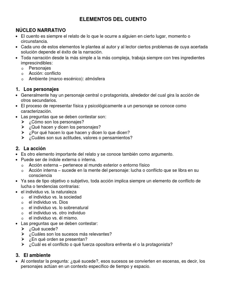 Elementos Del Cuento | PDF | Narración | Cuentos