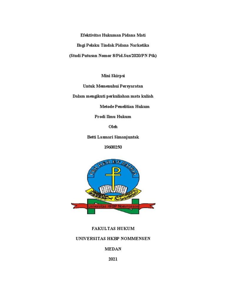 Efektivitas Hukuman Pidana Mati Bagi Pelaku Tindak Pidana Narkotika Betti Simanjuntak | PDF