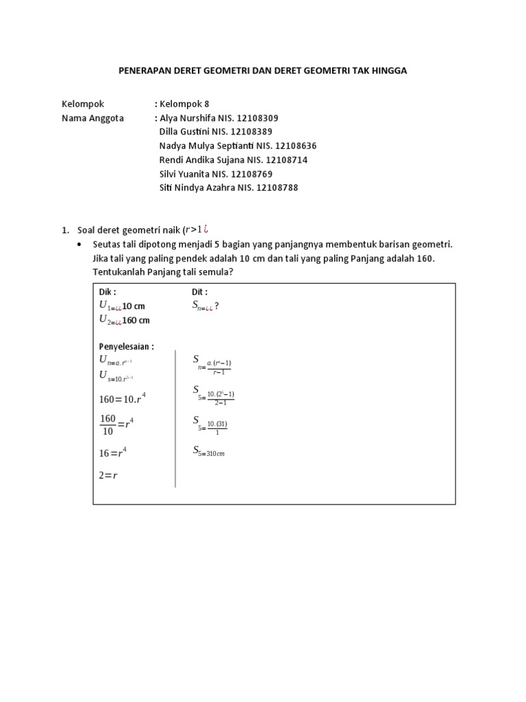 Penerapan Deret Geometri Dan Deret Geometri Tak Hingga | PDF