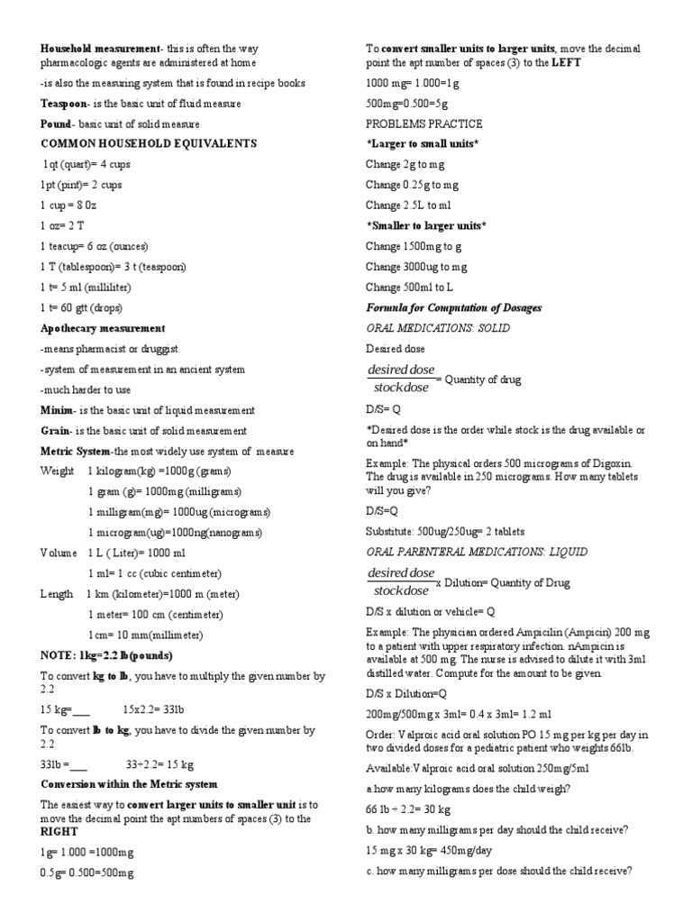 Household Measurement | PDF | Dose (Biochemistry) | Chemistry